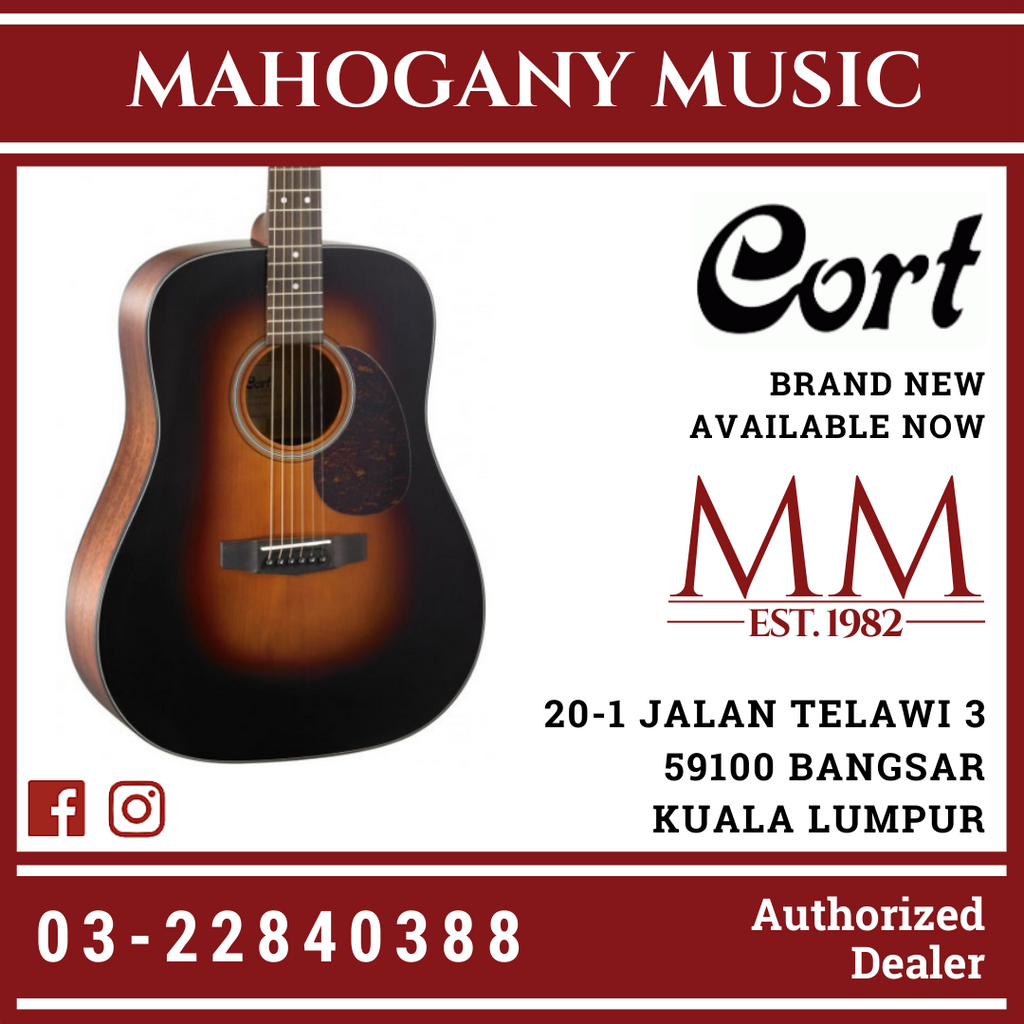 Cort Earth-300VF Sunburst Acoustic Guitar – Mahogany Music