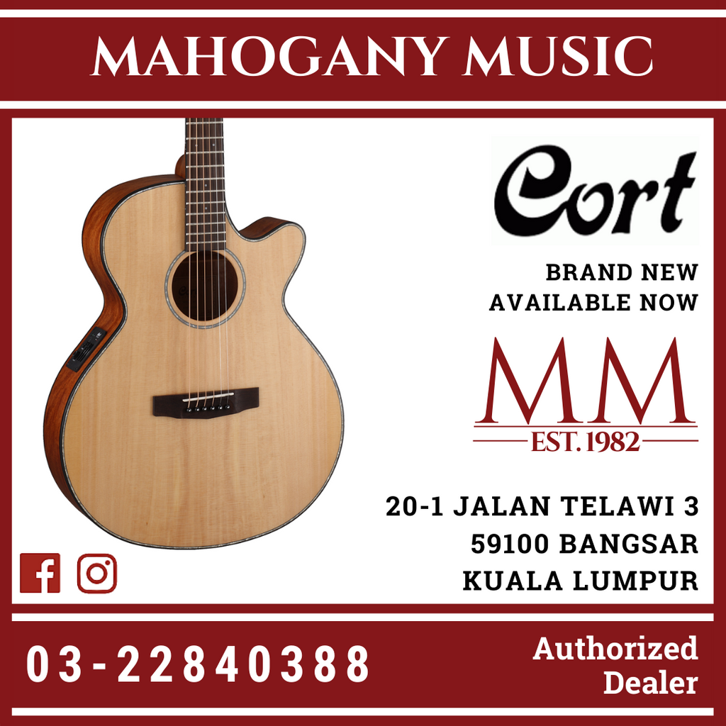 Cort SFX-E Natural Satin Acoustic Guitar – Mahogany Music