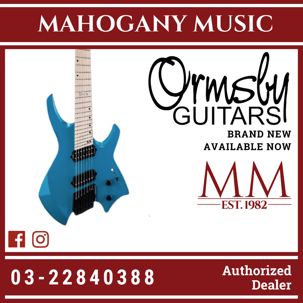 Ormsby GOLIATH GTR RUN 14B MIAMI BLUE 7 STRING Electric Guitar – Mahogany Music