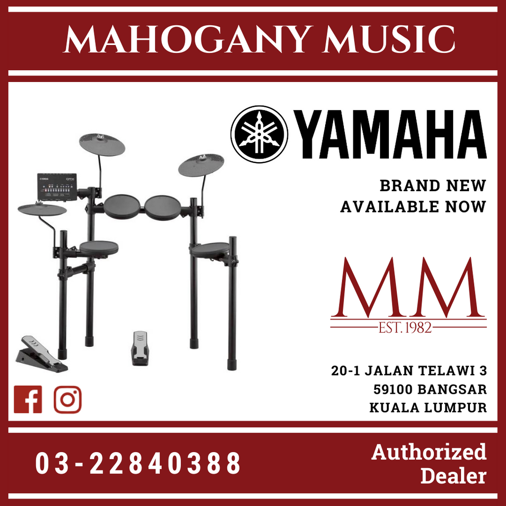 Yamaha Digital Drum DTX402K Electronic Drum Set with Amplifier, Headph – Mahogany Music