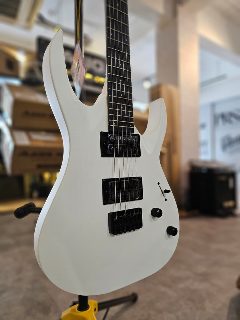 S by Solar AB4.6W White Matte Electric Guitar – Mahogany Music