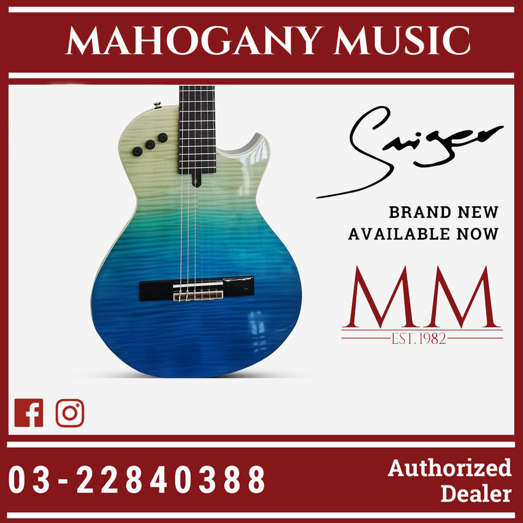 Smiger LE-C2-BL Nylon String Silent Trans Blue Electric Guitar ...