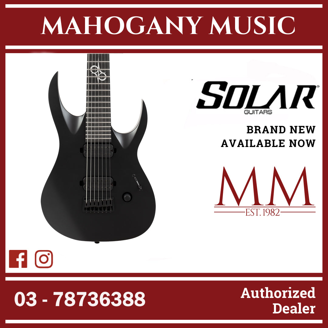 Solar AB2.7C – CARBON BLACK MATTE Electric Guitar – Mahogany Music