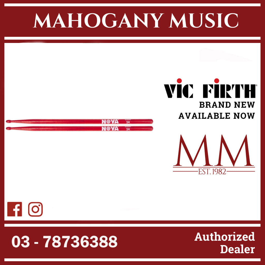Vic Firth N5AR Nova Drumsticks 5A, Red – Mahogany Music