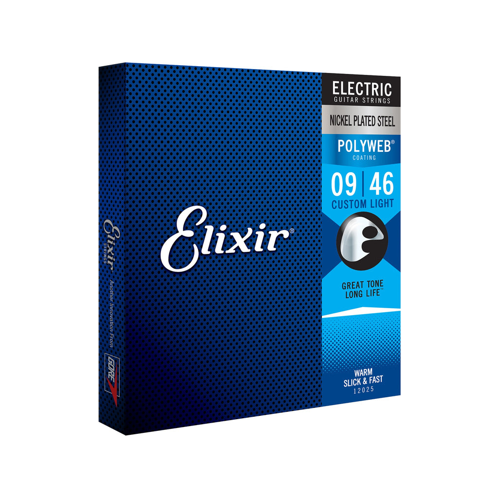 Elixir 12025 Polyweb Custom Light Electric Guitar Strings, 09-46 ...