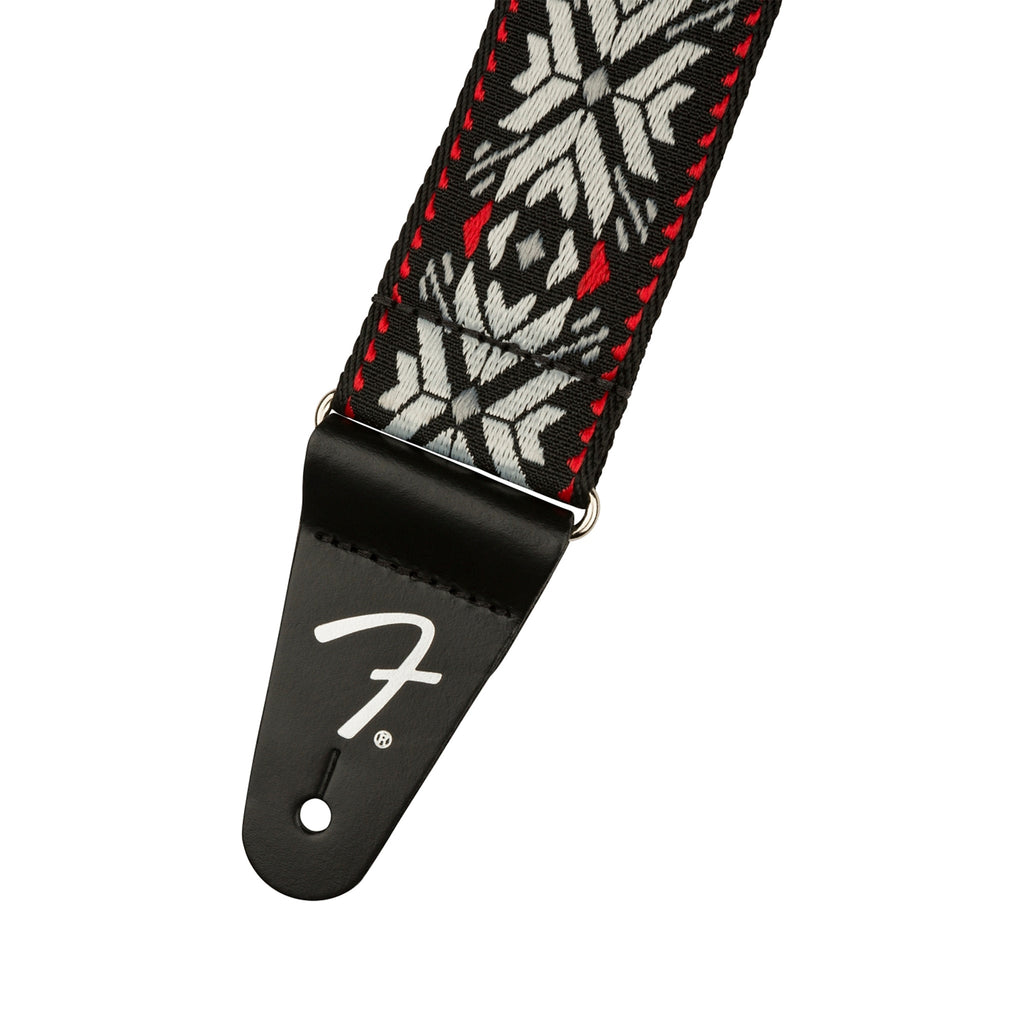 Fender Pasadena Woven Guitar Strap, Red Snowflake – Mahogany Music