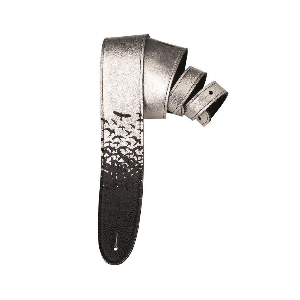 PRS Premium Leather Silver Shimmer Guitar Strap, Birds In Flight ...