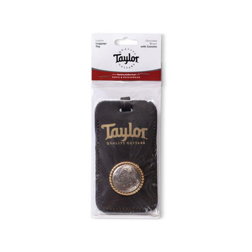 Taylor Leather Luggage Tag w/Concho, Chocolate Brown w/Gold Logo ...