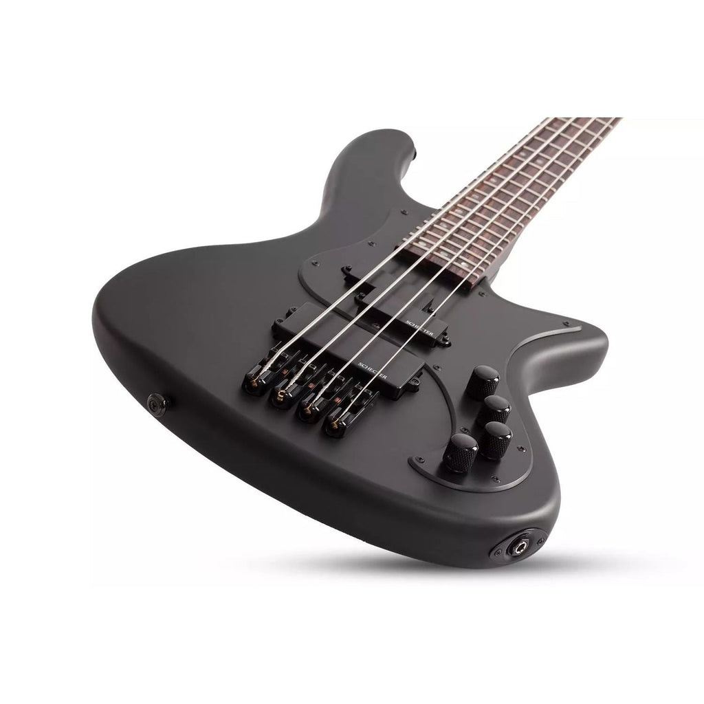 Schecter Stiletto Stealth 4 Bass Guitar - Satin Black – Mahogany Music