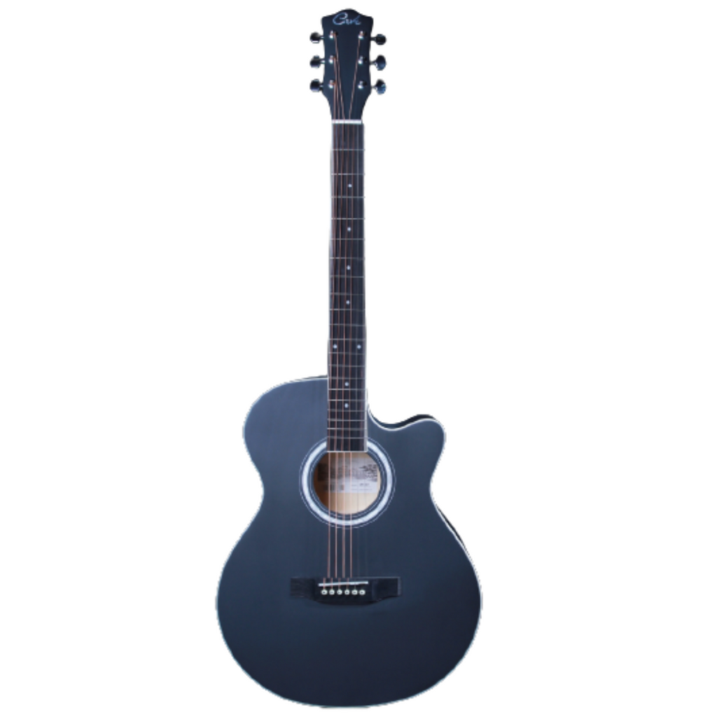 Cate QM-601C Cutaway Black Finish Acoustic Guitar – Mahogany Music