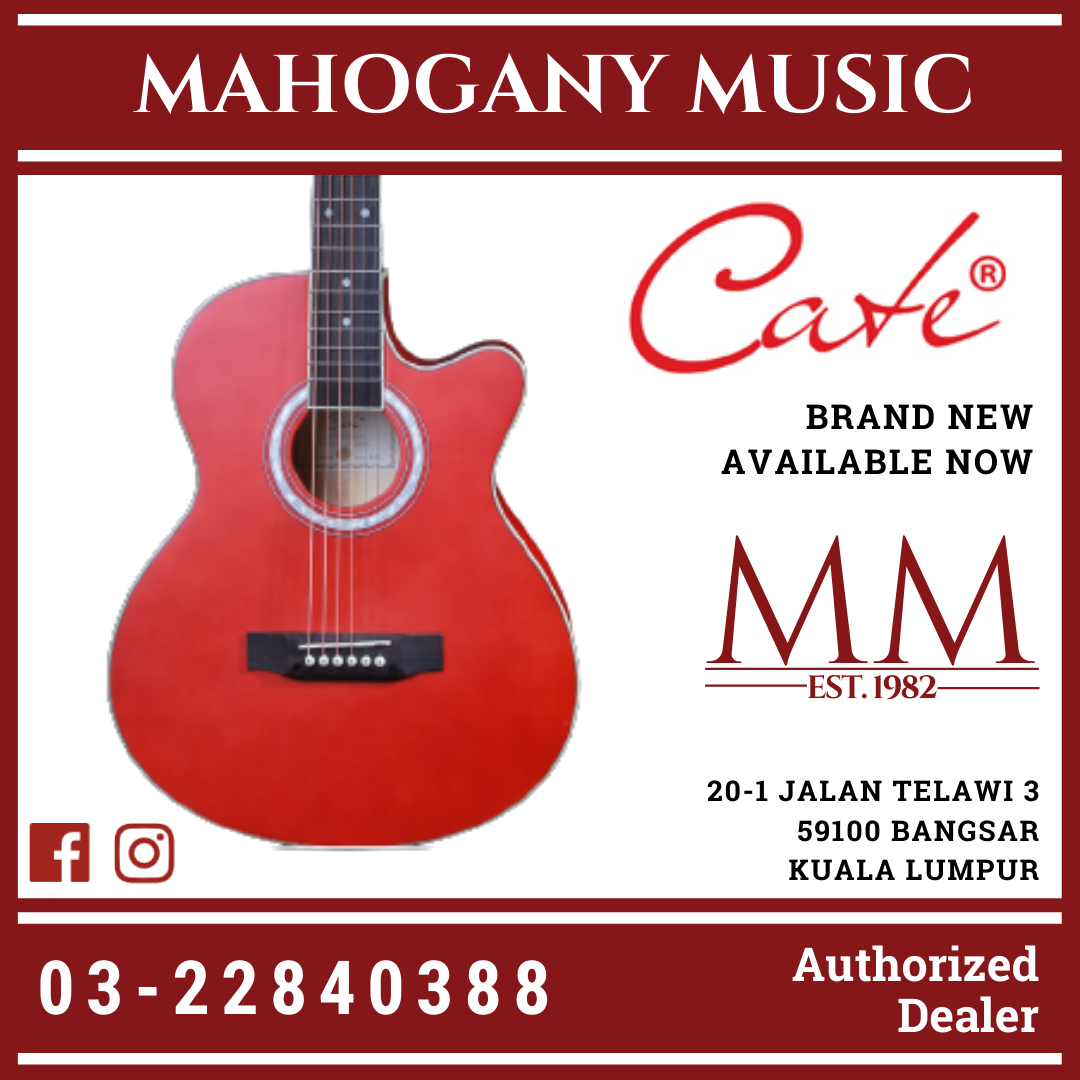 Cate 40" QM601C Cutaway Red Finish Acoustic Guitar – Mahogany Music