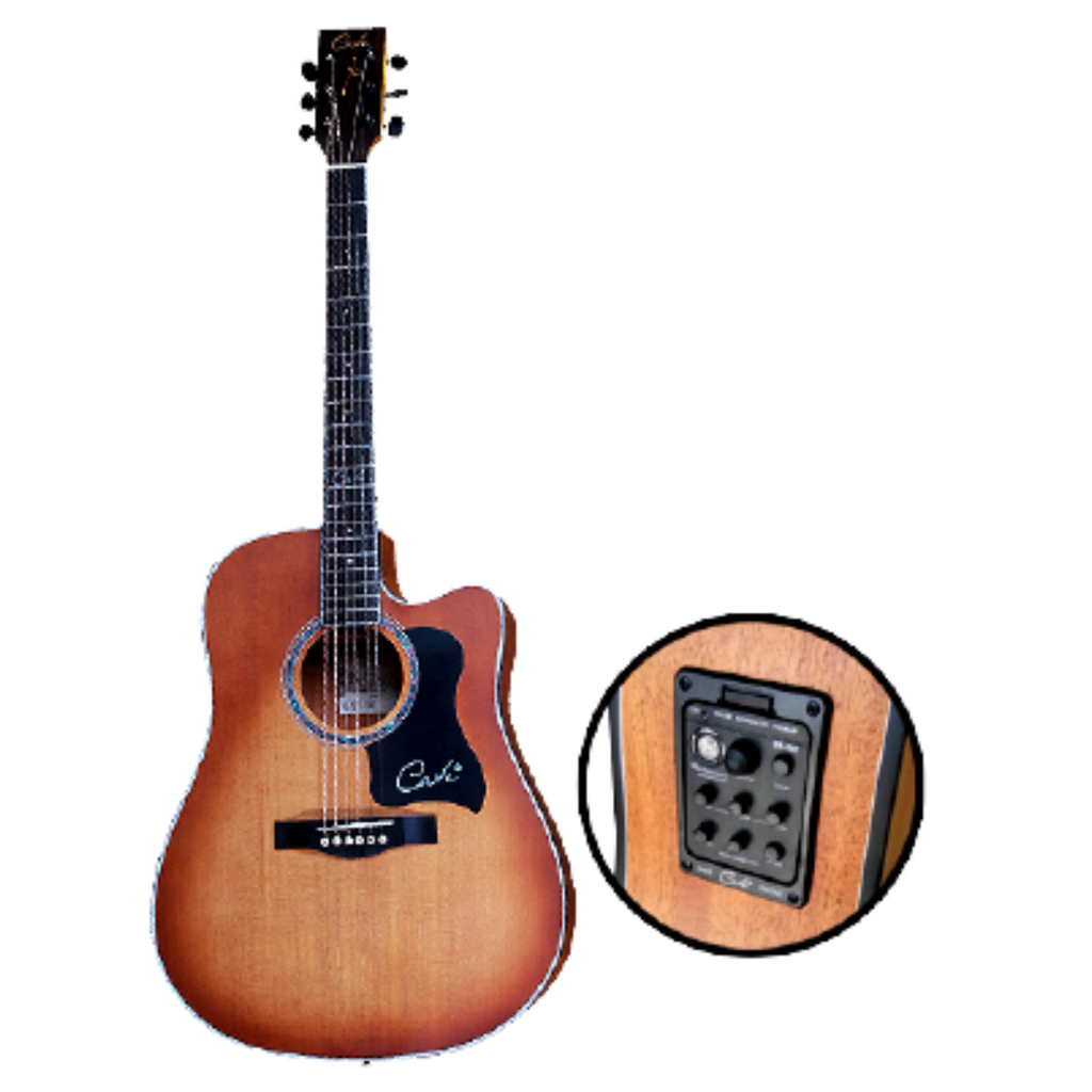 Cate 41" QM714CE Retro Finish Acoustic Guitar – Mahogany Music