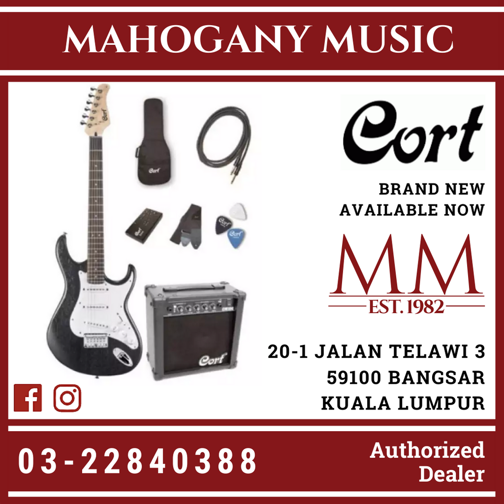 Cort 100 Open Pore Black Electric Guitar Package – Mahogany Music