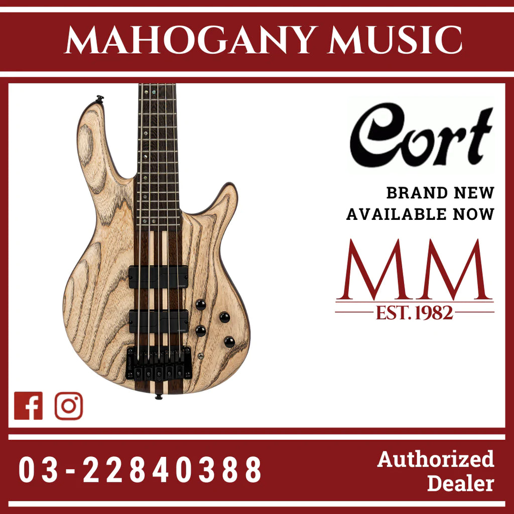 Cort A-5 Ultra Ash Etched Natural Black Electric Bass W/Bag – Mahogany ...