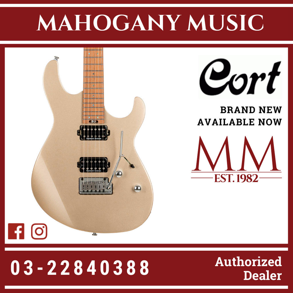 Cort G-300 Pro Metallic Gold Electric Guitar W/Bag – Mahogany Music