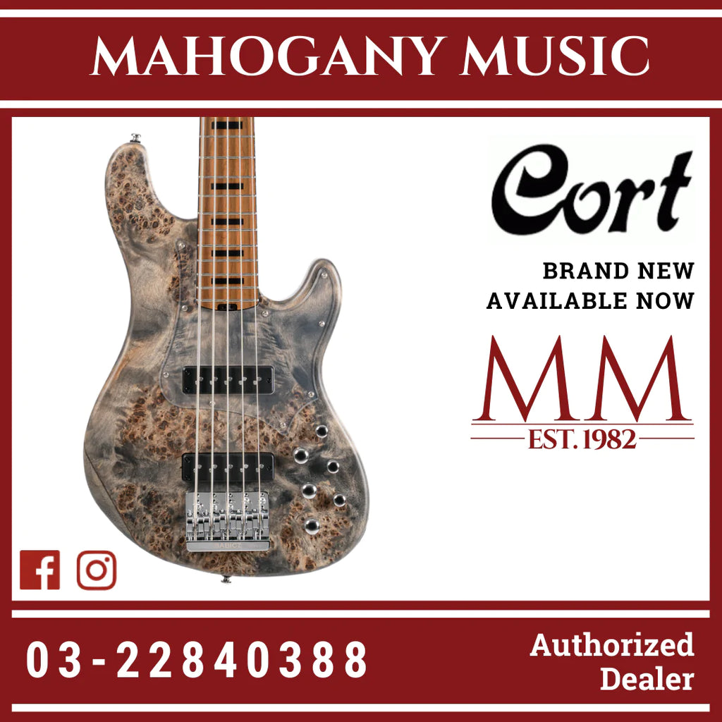 Cort GB-Modern 5 Open Pore Charcoal Grey Electric Bass W/Hardcase ...