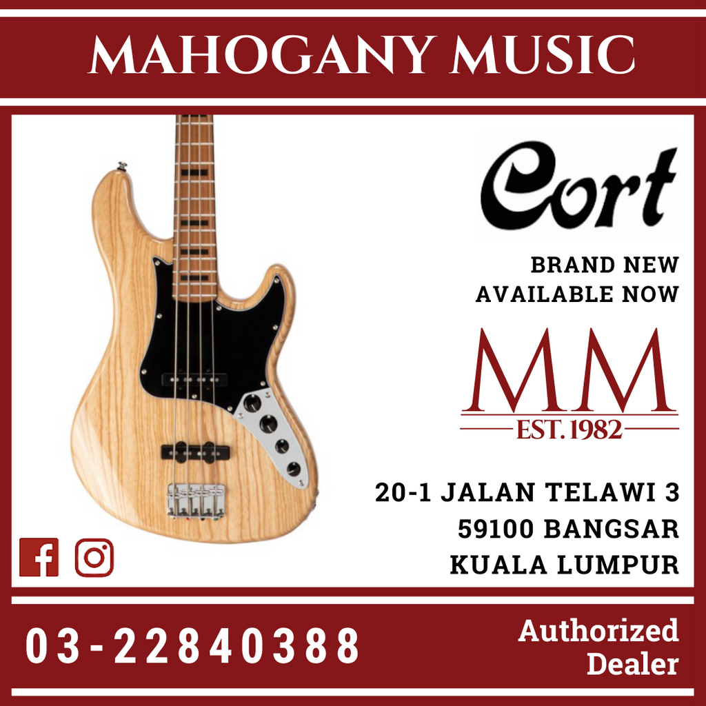 Cort GB64JJ Bass, Natural Finish 4 String Bass Guitar – Mahogany Music