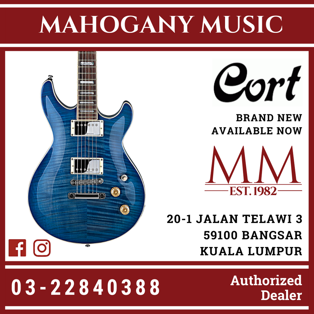 Cort M-600 Bright Blue Electric Guitar – Mahogany Music
