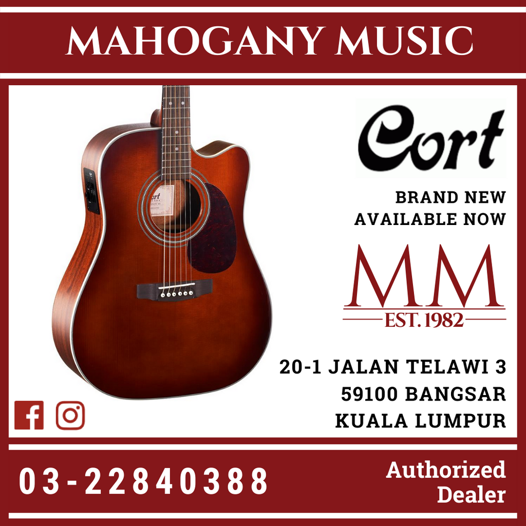 Cort MR-500E Brown Burst Acoustic Guitar – Mahogany Music