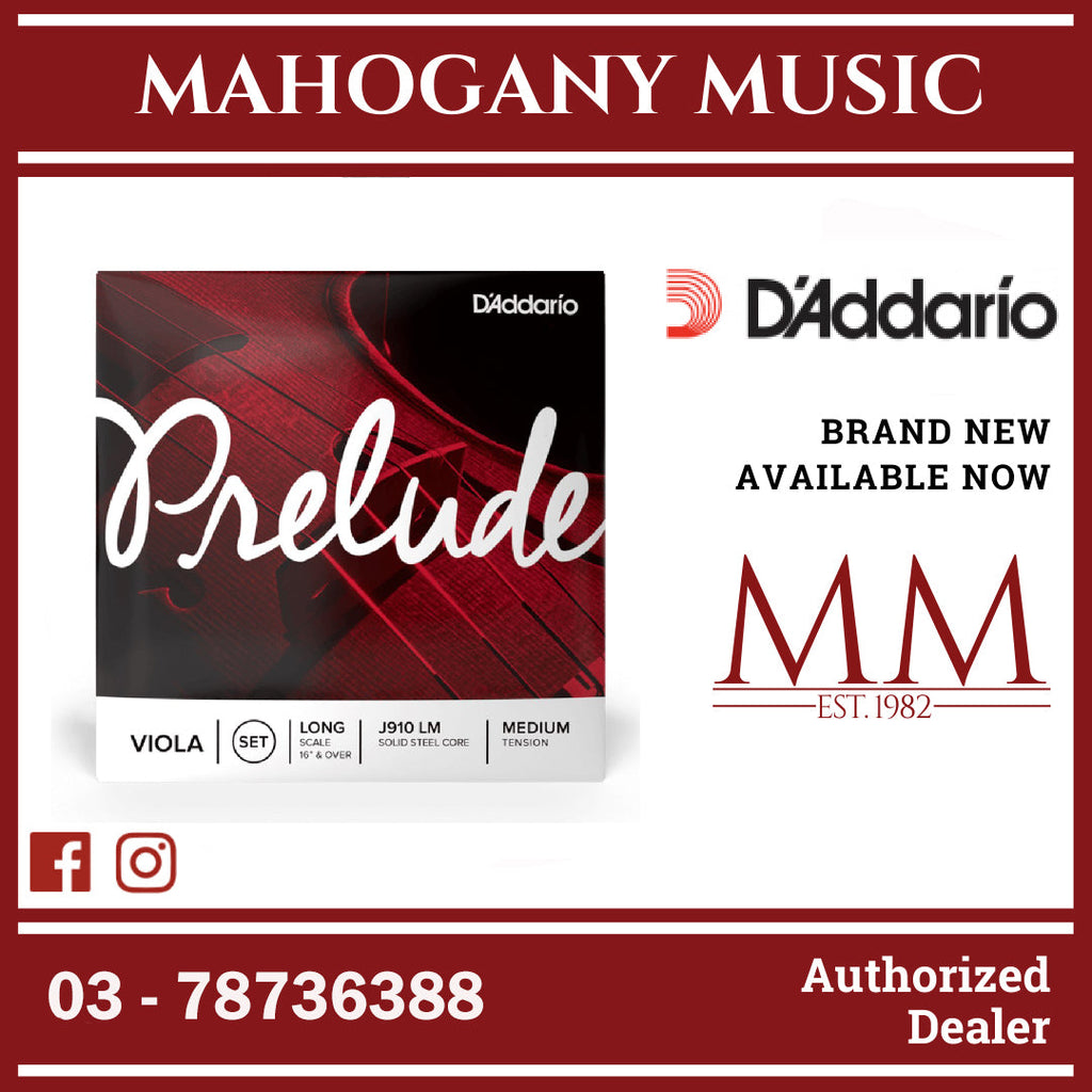 D’Addario J910 LM Prelude Viola String Set, Long Scale, Medium Tension ...