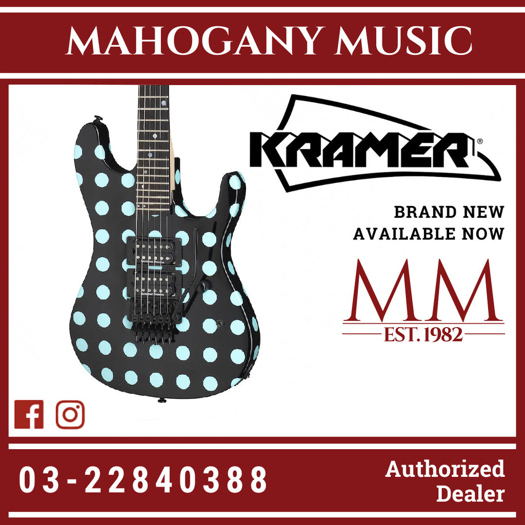 Kramer Nightswan Electric Guitar - Ebony with Blue Dots – Mahogany Music