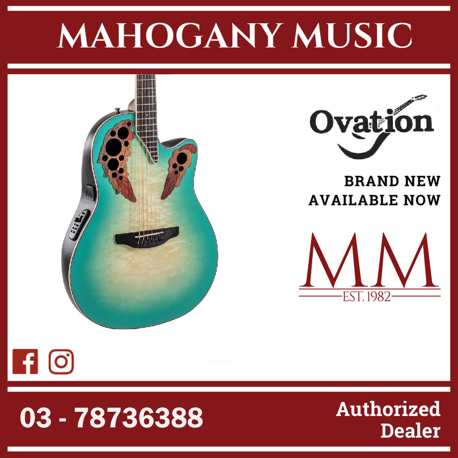 Ovation CE44X-9B-G E-Acoustic Guitar Celebrity Elite Plus Mid Cutaway – Mahogany Music