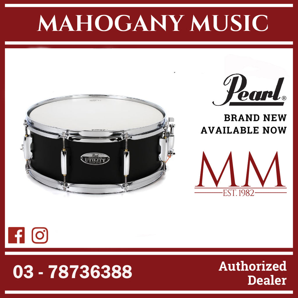 Pearl 14X6.5 Modern Utility Snare Drum, Satin Slade Black – Mahogany Music