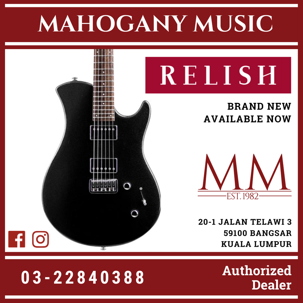 Relish Trinity Metallic Black Electric Guitar – Mahogany Music