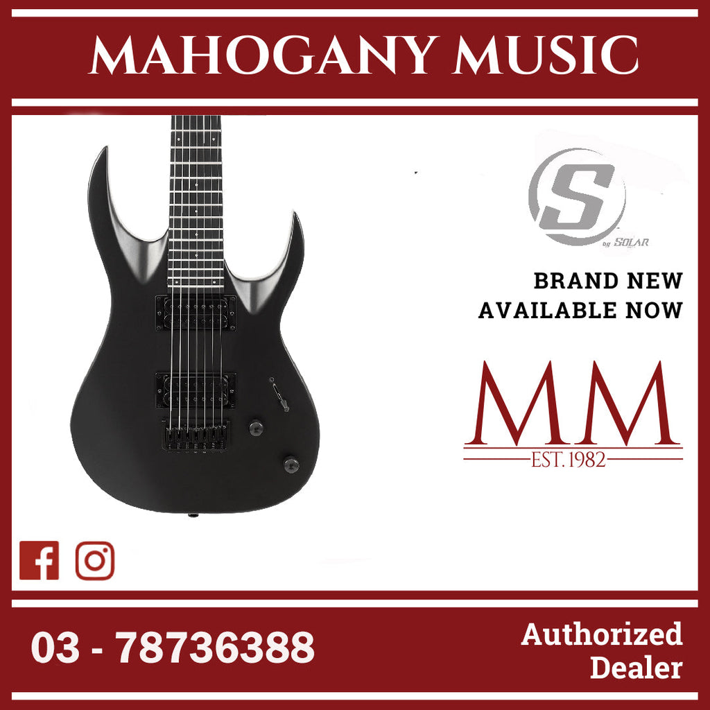 S by Solar AB4.7C – 7 String Carbon Black Matte Electric Guitar ...