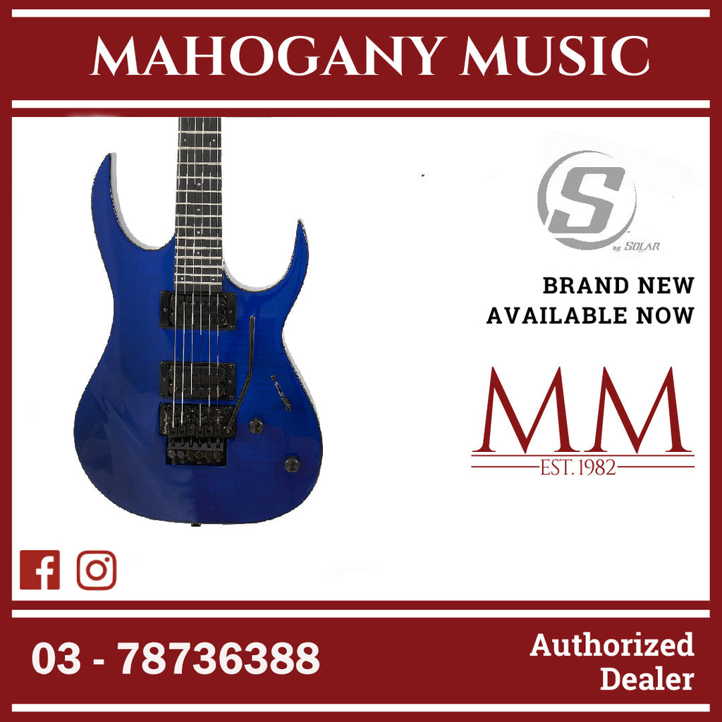 S by Solar SB4.6FRFBL Flame Blue Electric Guitar – Mahogany Music