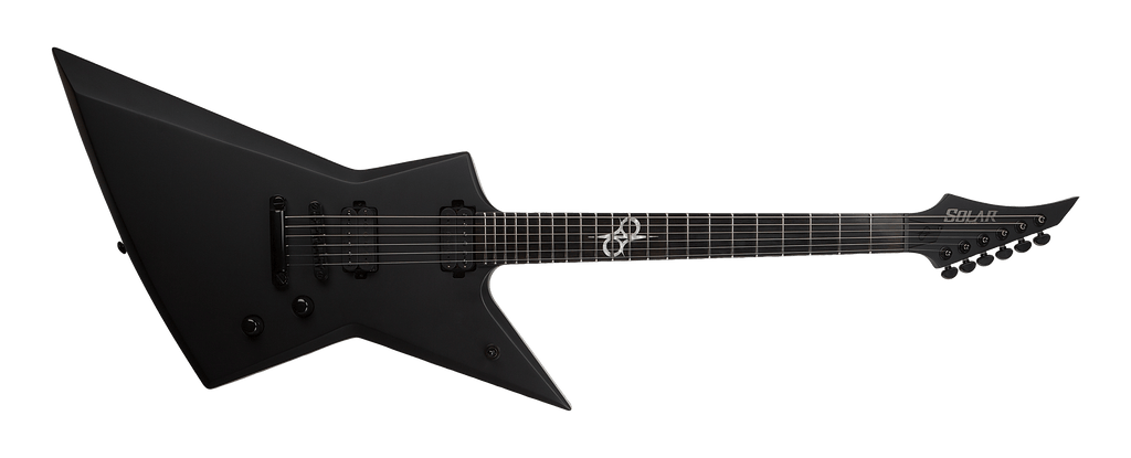 Solar E2.6C Carbon Black Matte Explorer Electric Guitar – Mahogany Music