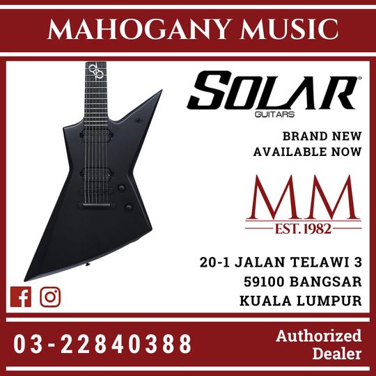 Solar E2.6C Carbon Black Matte Explorer Electric Guitar – Mahogany Music