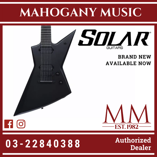 Solar E2.7C Matte Black 7 String Electric Guitar – Mahogany Music