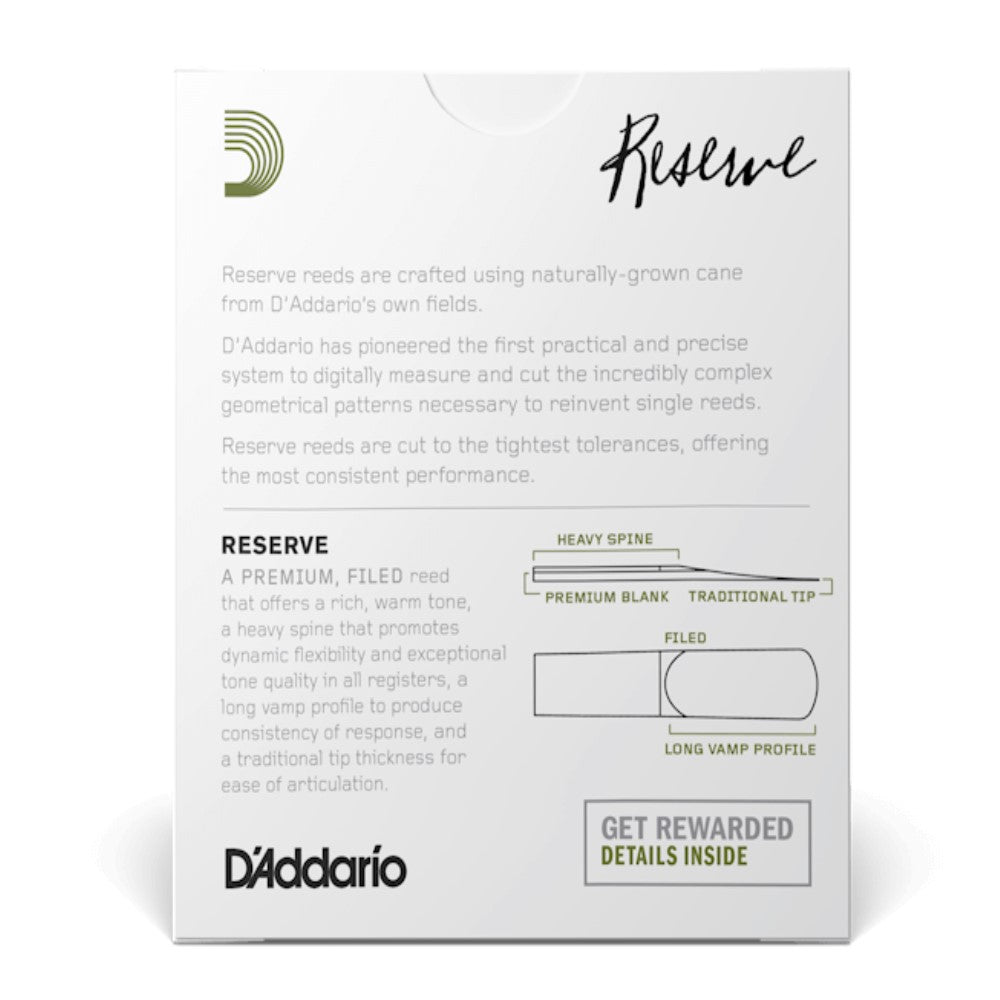 D’Addario DJR1025 Reserve Alto Saxophone Reeds, Strength 2.5, 10-Pack ...