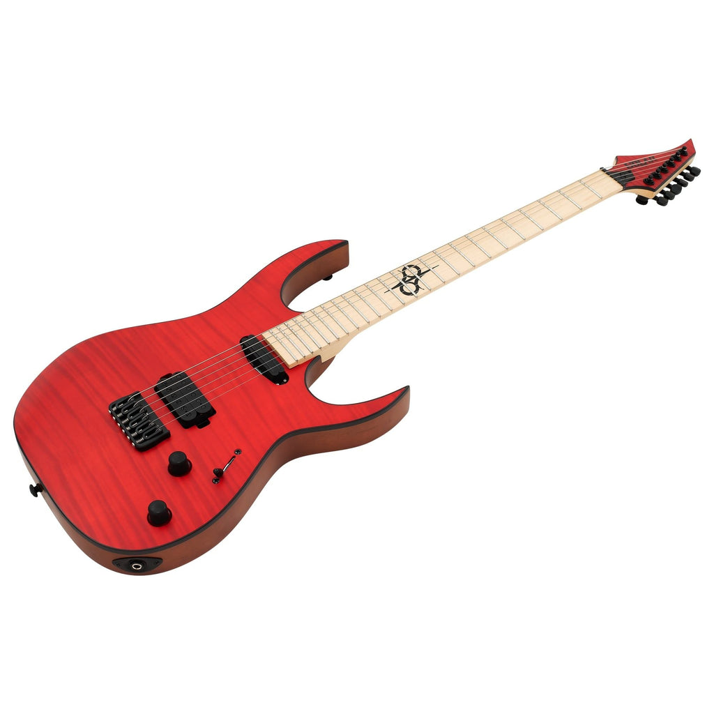 Solar SB1.6HFBR Flame Blood Red Matte Electric Guitar – Mahogany Music